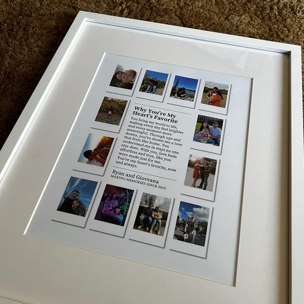Custom Polaroid Frame Anniversary Template, 1 Year Anniversary Gift for ...