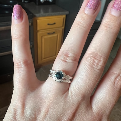 Simple Engagement Ring Set Couple Silver Rings Plain Silver - Etsy
