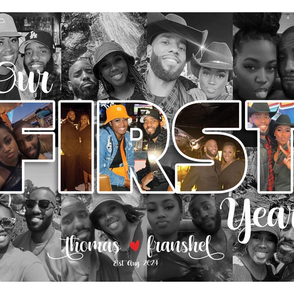 Our First Year Personalized Photo Collage, One Year Anniversary Gifts ...