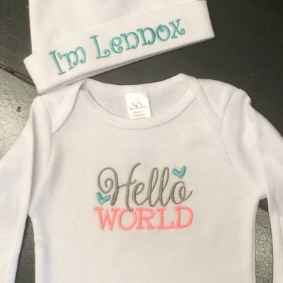 Hello World, Embroidery Sayings, New Baby Embroidery, Socuteappliques ...