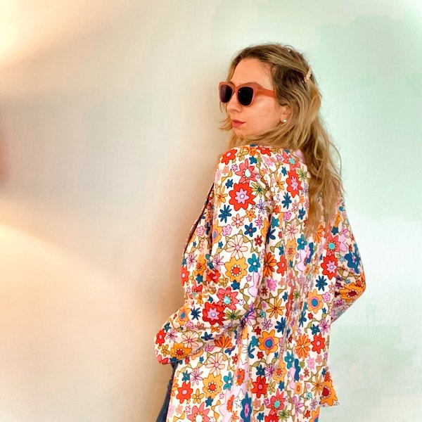 Flower Power Blazer; Funky Colorful Floral Jacket; Retro; Fun Jacket - Etsy