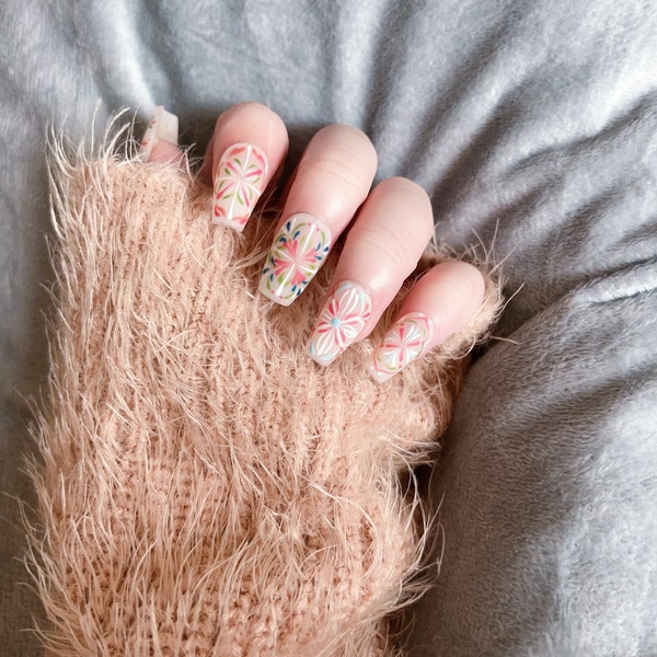 Luxury Press-on Nails, High-end Swarovski Crystal Long Nails, Roseup ...