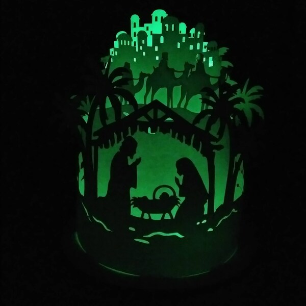 Paper Cut Lamp Nativity of Jesus - Paper Cutting Template - DIY Paper ...