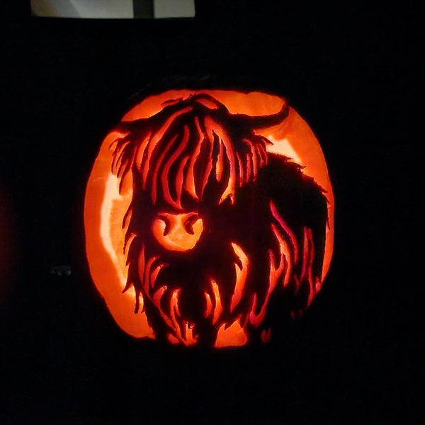 Highland Cow Pumpkin Stencil, Printable Pumpkin Stencil, Jack O ...