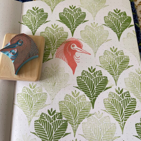 Bullet Journal Stamp, Bird Scale Pattern, Bujo, Hand Carved, Wood ...