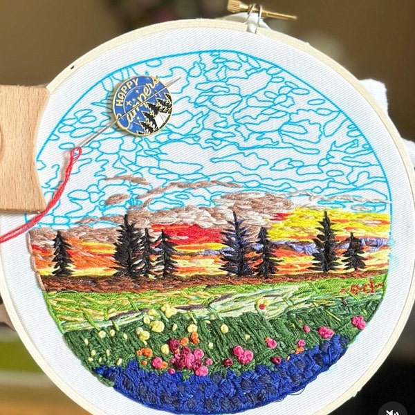 Landscape Embroidery Kit for Beginner, Modern Embroidery Kit, Diy Craft ...