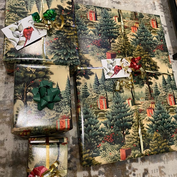 Vintage Christmas Wrapping Paper Retro Style Joyful Holiday Gift Wrap ...