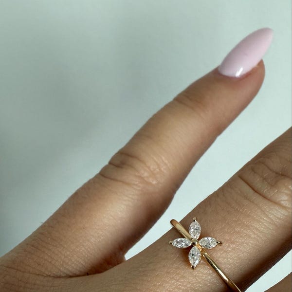 14K Solid Gold Full Finger Diamond Ring, Stone Antique Gold Ring ...