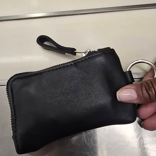 Leather Keychain ZIP AROUND Wallet, Leather Credit Card Wallet, Keyring ...