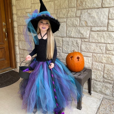 Witch Halloween Costume Girls Witch Costume Kids Floor - Etsy