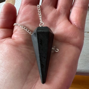 Black Tourmaline Crystal Pendulum With Silver Plated Chain Black ...