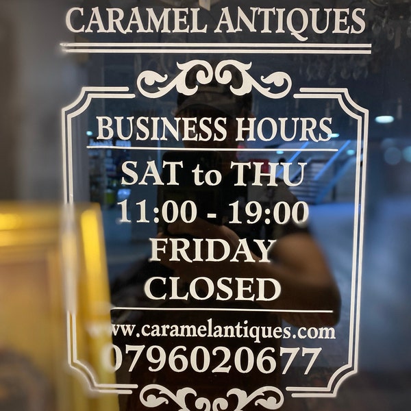 Store Hours Decal, Customized With Your Business Hours | Custom ...