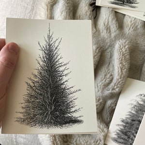 Pine Tree Note Card Set of 10 in White or Light Ivory With Matching ...
