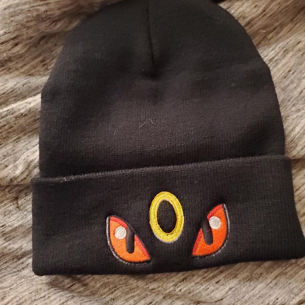 Adult Embroidered Umbreon Pokemon Themed Black Beanie | Kawaii - Etsy