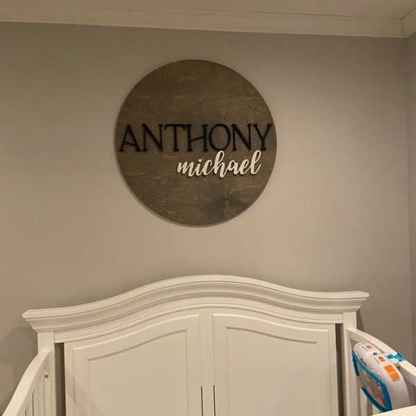 Custom Round Name Sign | 12-36" | Kids Sign | Decor | Baby Wall Art ...