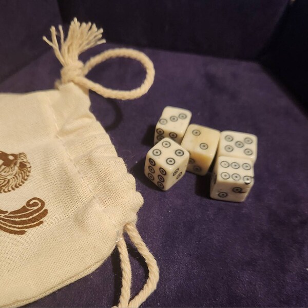 Medieval Bone Dice Set (qty 5) - Viking Spots D6 Set for Gaming, SCA ...