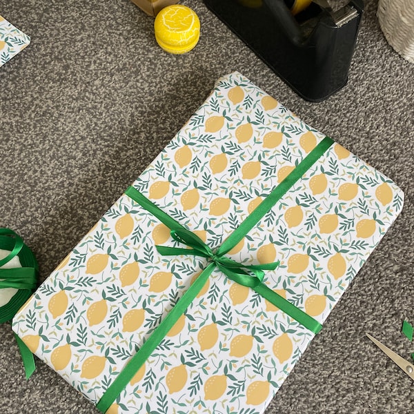 Lemon Wrapping Paper - Luxury Yellow Gift Wrap - Lemon Gift Wrap ...