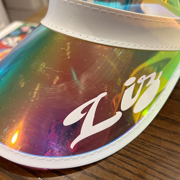Personalized Holographic Visors, Beach Party Gifts, Bridesmaid Proposal Hat, Bachelorette Party ...