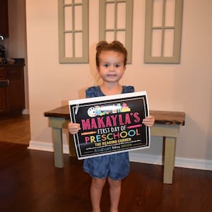 First Day of Preschool Sign 1st Day of Kindergarten Girl Back to School ...
