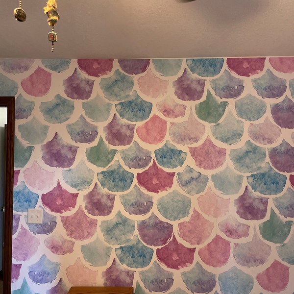 Mermaid Wallpaper for Girl Nursery. Mermaid Tail Wallpaper. Nautical ...