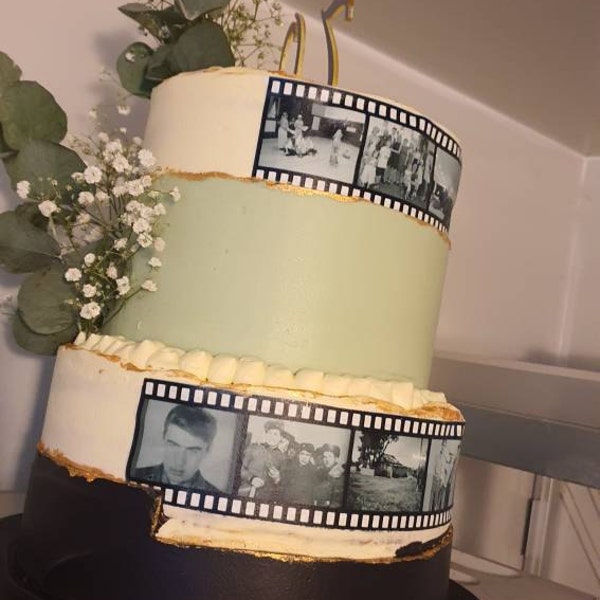 3 or 4 Blank Strips Camera Film Reel Edible Icing Cake Wrap Topper ...