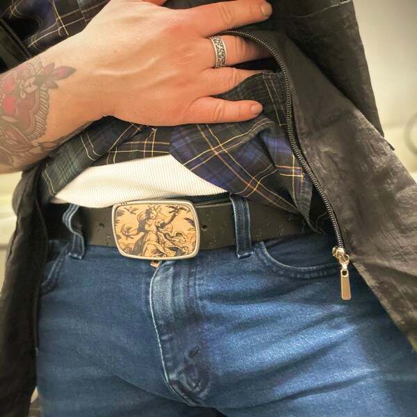 Lightning Bolt Black Leather Belt, Full Grain, Handmade in USA, Gift ...