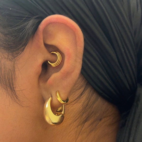 Titanium 16g Coin Daith Hoop, Daith Huggie, Hoop Huggies, Cartilage ...