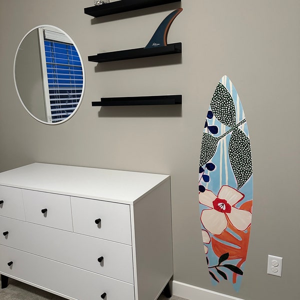 Surfboard Wall Decal, Surfboard Decor, Repositional Surfboard Sticker ...