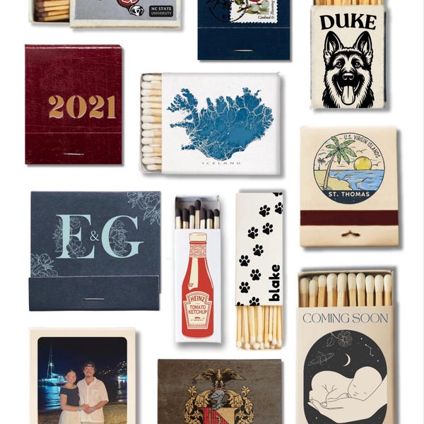 Custom Matchbook Art, Matchbook Poster, Personalized Matchbox Gift ...