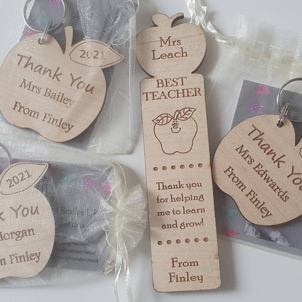 Personalised Wooden Teacher Bookmark, Book Lover Reading Gift, End of ...