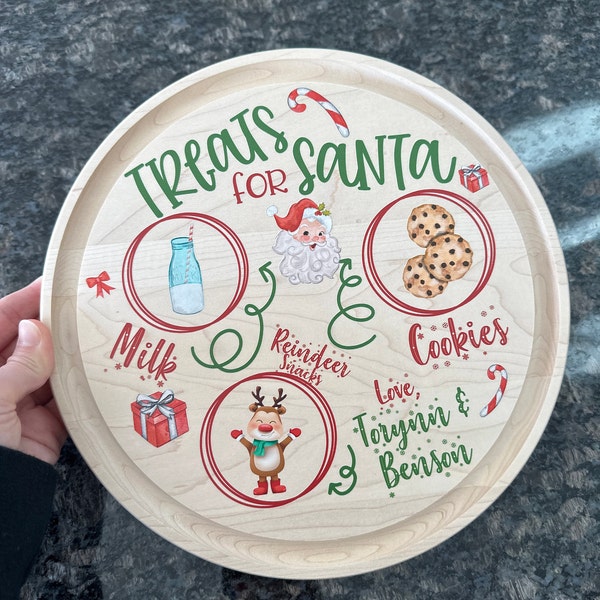 Wooden Santa Milk and Cookie Tray, Personalized Santa Cookie Tray ...