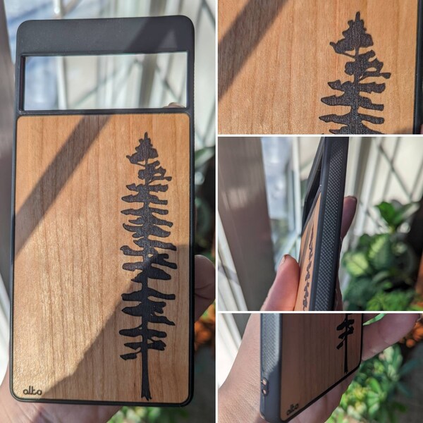 Cherry Sitka -real Wood iPhone Case- iPhone 17 Pro, 16,15 Samsung ...
