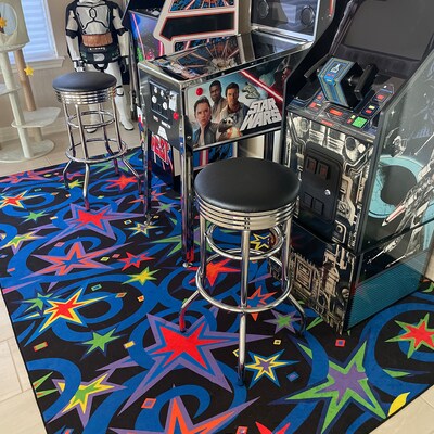 Retro Arcade Carpet, Colorful Trippy Area Rug, 80s 90s Accent Floor Mat ...