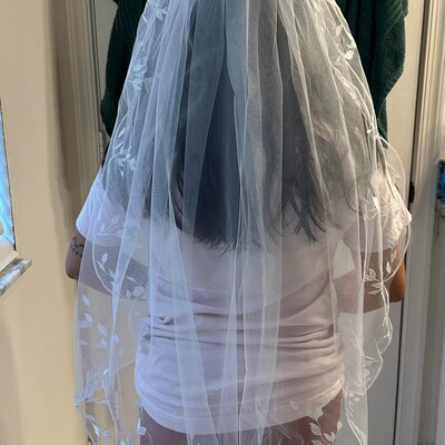 Wedding Veil Leaves Veil Lace Veil Leaf Edge Veil Bridal Cathedral Veil ...