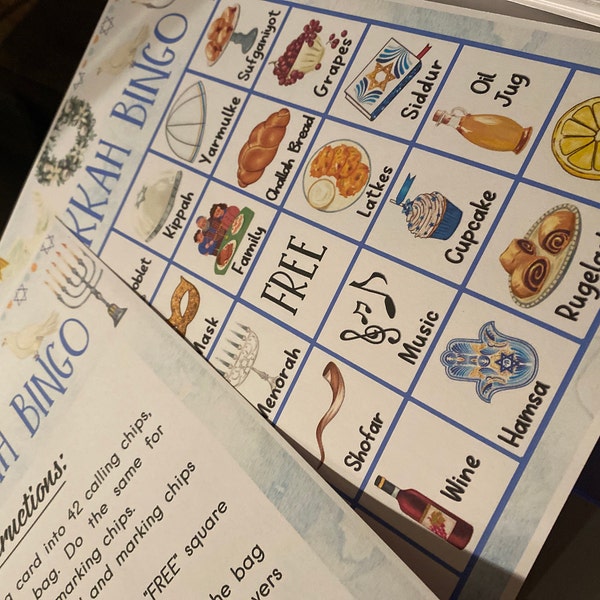 Printable Hanukkah Bingo Game, 50 Unique Bingo Cards W/labels, Hanukkah ...