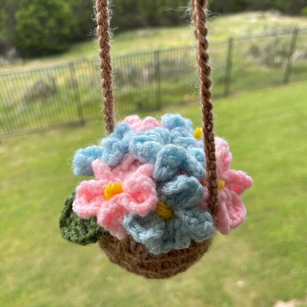 Flower Basket Hanging Crochet Pattern, Sunflower Basket Crochet Pattern ...