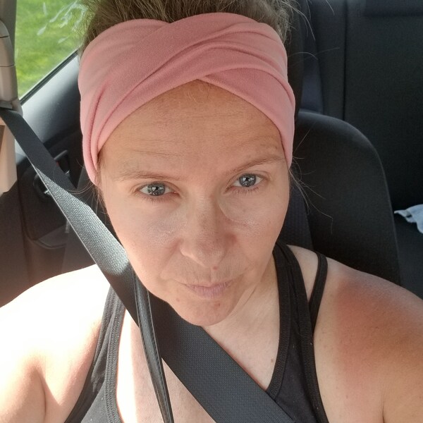 Blush Double Twist Headband Turban Headband Wide Headband Yoga Headband