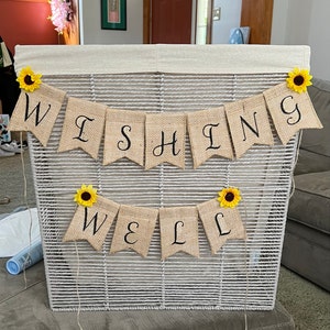 Burlap Wishing Well Banner Burlap Lace Wishing Well Shabby - Etsy