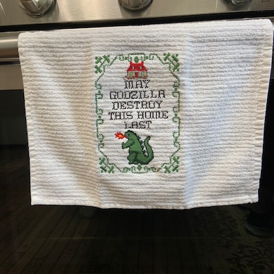 May Godzilla Destroy This Home Last Embroidered Kitchen Towel - Etsy