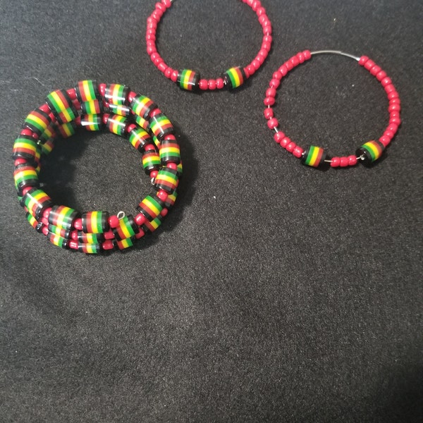 RASTA Beads 9mm X 8mm Greenredblackyellow Striped Barrel Tube Resin ...