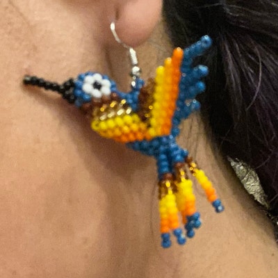 Beaded Hummingbird Earrings, Beaded Earrings, Beaded Earrings, Aretes ...