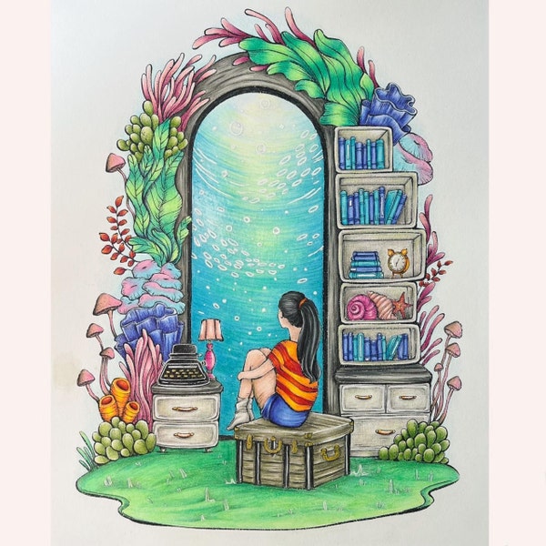 Ocean Girl Coloring Pages, Fantasy Magical, Underwater, Corals Reefs ...