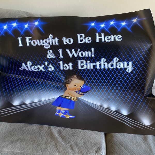 Black, Gold and White Boxing Theme Table Sign, Sports Theme Boxing Sign ...