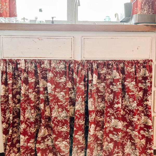 Fabric by the Yard, Beautiful Antique Toile, 100% Cotton, Ruby Red ...