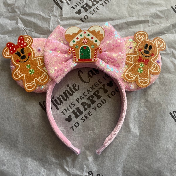 Christmas Gingerbread Mickey Ears, Christmas Mickey Ears, Pink ...