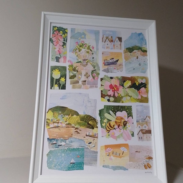 Square Boat Collage, Harbour Collage, Seaside Print - Etsy