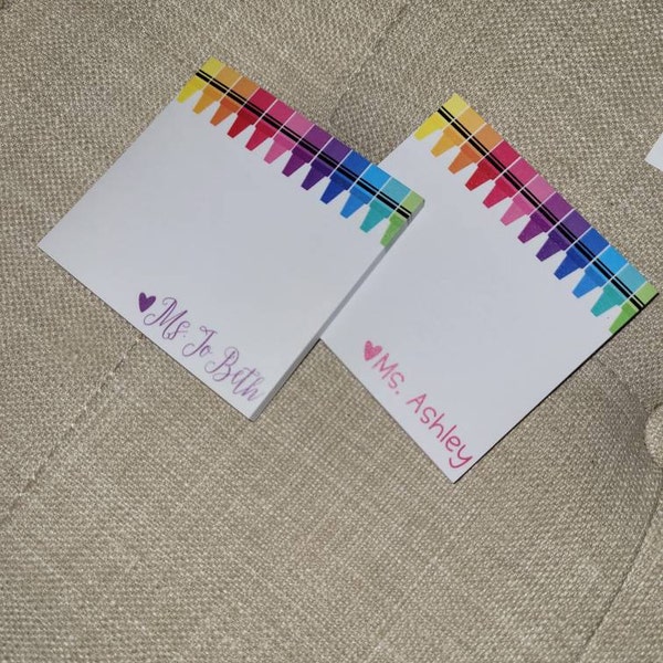 Teacher Sticky Note, Teacher Notepad, Crayon Sticky Note, Teacher ...