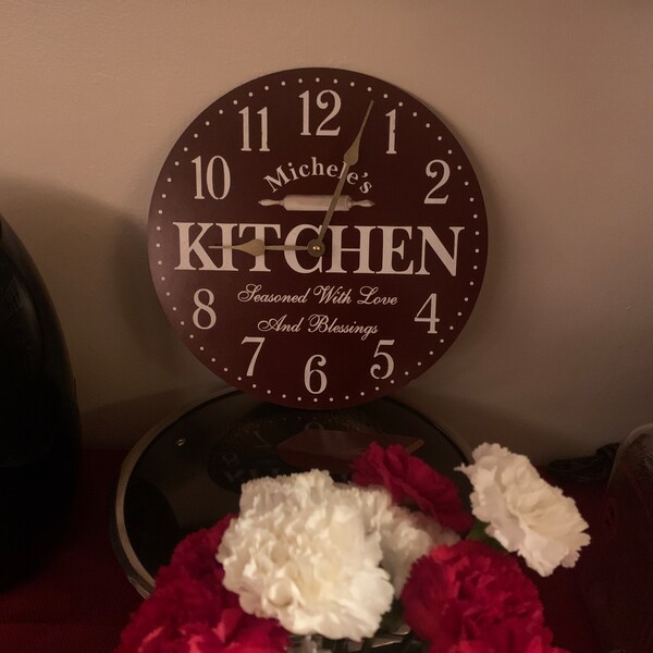 Red Kitchen Clock- Personalized Red Clock - Etsy