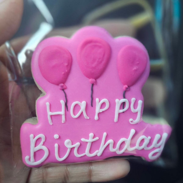 Happy Birthday Balloon Cookie Cutter. Happy Birthday Plaque Cookie ...