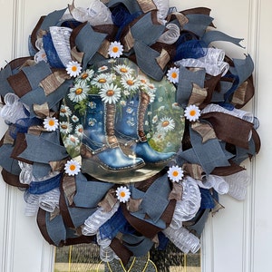 Blue Truck With Sunflowers Wreath Sign, Metal Wreath Sign, Signs for ...